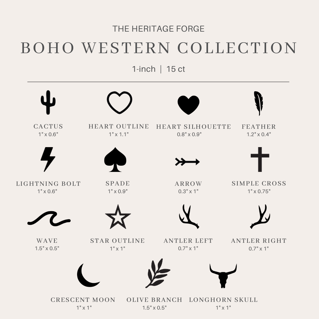 Mini Branding Irons - Boho Western Collection - 15 ct – The Heritage Forge