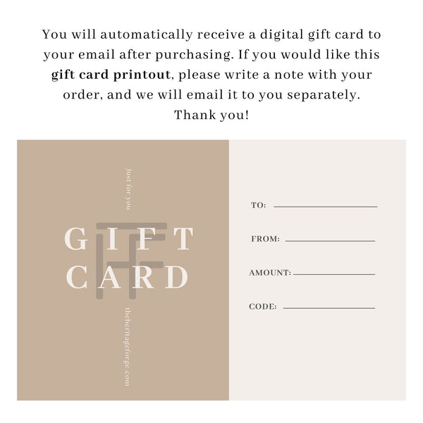 Gift Card - The Heritage Forge - Branding Irons and Horseshoe Crafts
